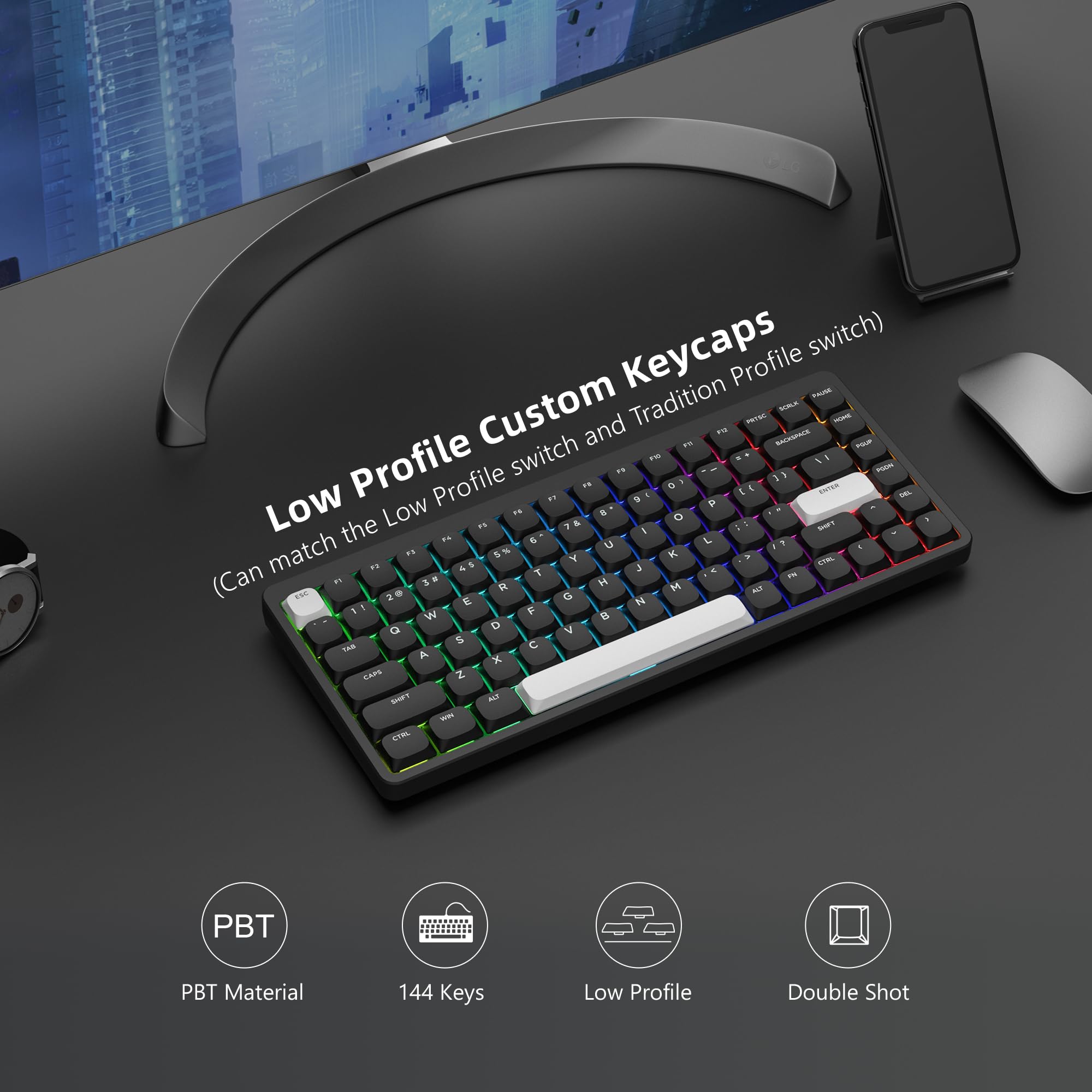 Mua Low Profile Keycaps, Keycaps 75 Percent, PBT Custom Keyboard ...