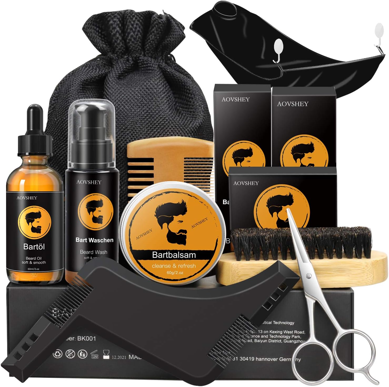 9 In 1 Beard Grooming Care Kit For Men,AOVSHEY Beard Kit with Shaving ...
