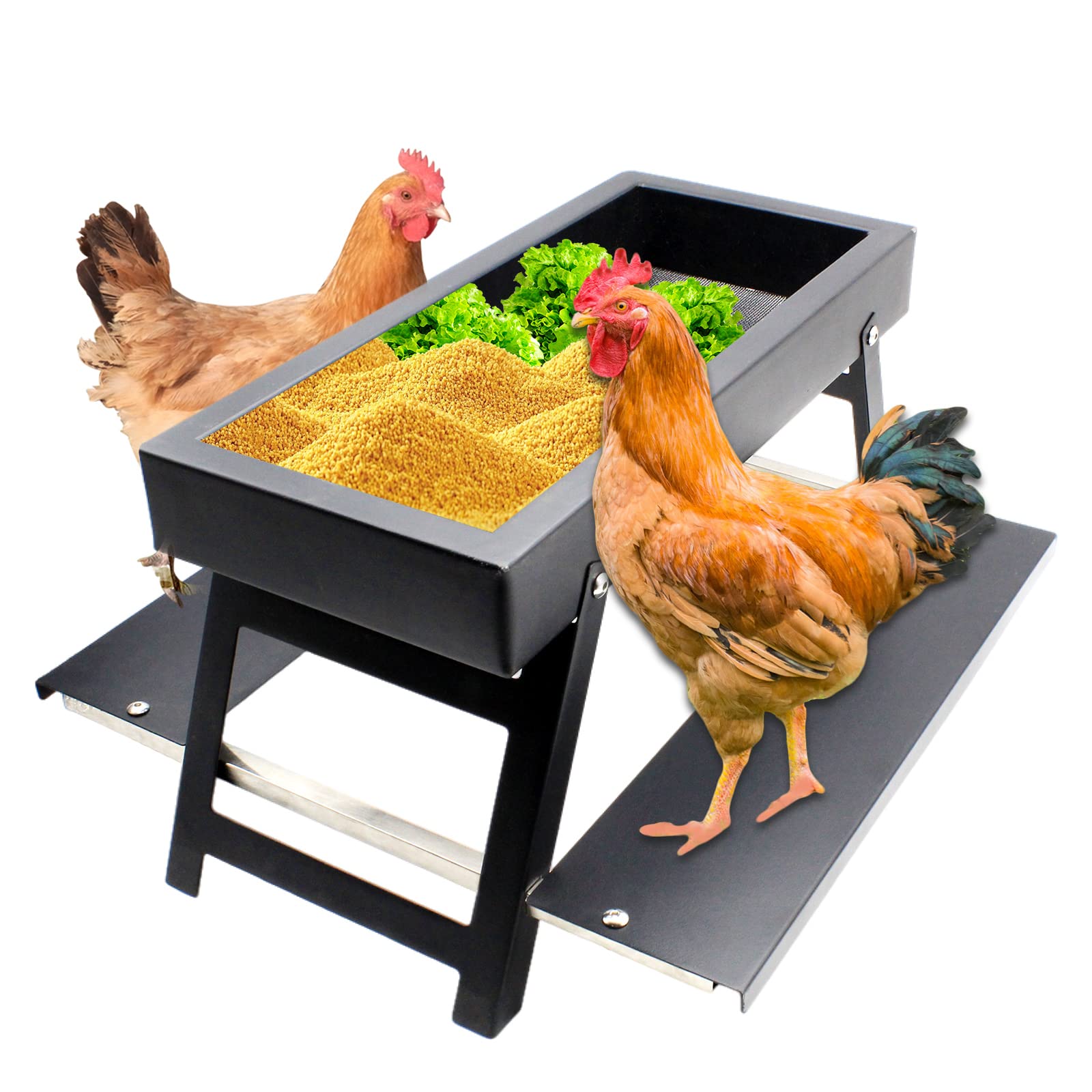 GIFANK Stainless Steel Chicken Feeder Picnic Table No Waste Picnic ...