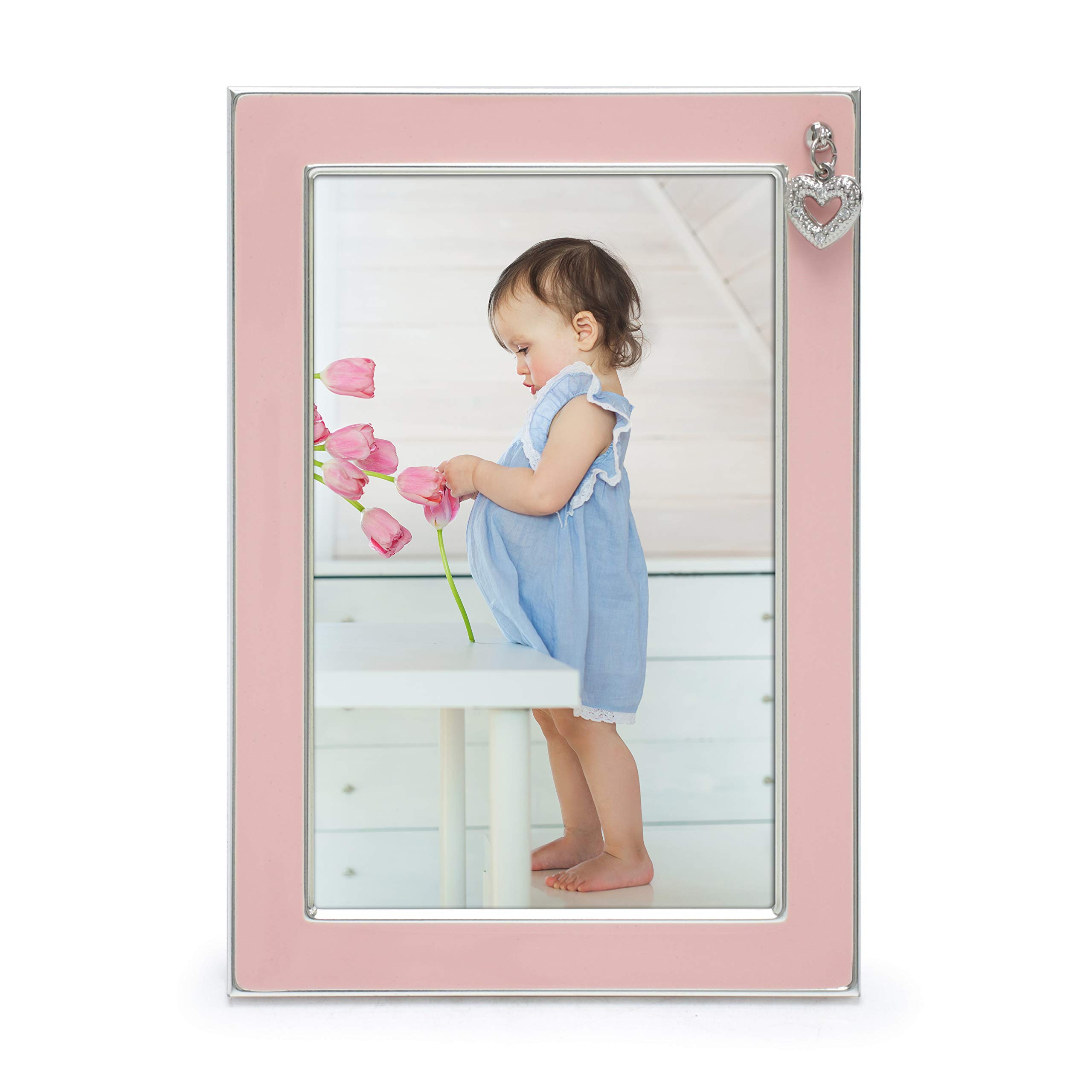 MIMOSA MOMENTS Silver Plated Metal Baby Picture Frame with Blue Enamel ...
