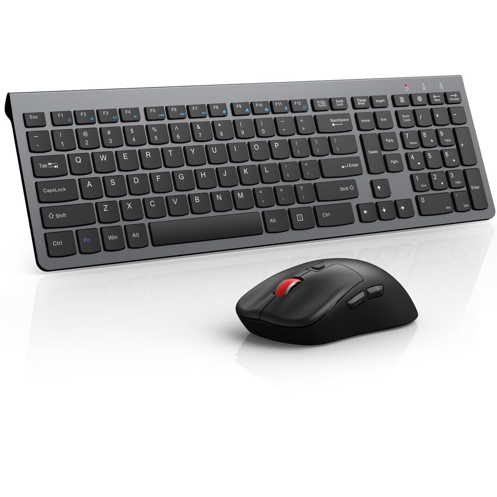 Gamcatz Wireless Keyboard And Mouse Combo Quiet Click Full Size Design With Number Pad Ergonomic