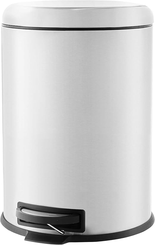 AmazonBasics Stainless Steel Dustbin - Round Pedal, 20L: Amazon.co.uk ...