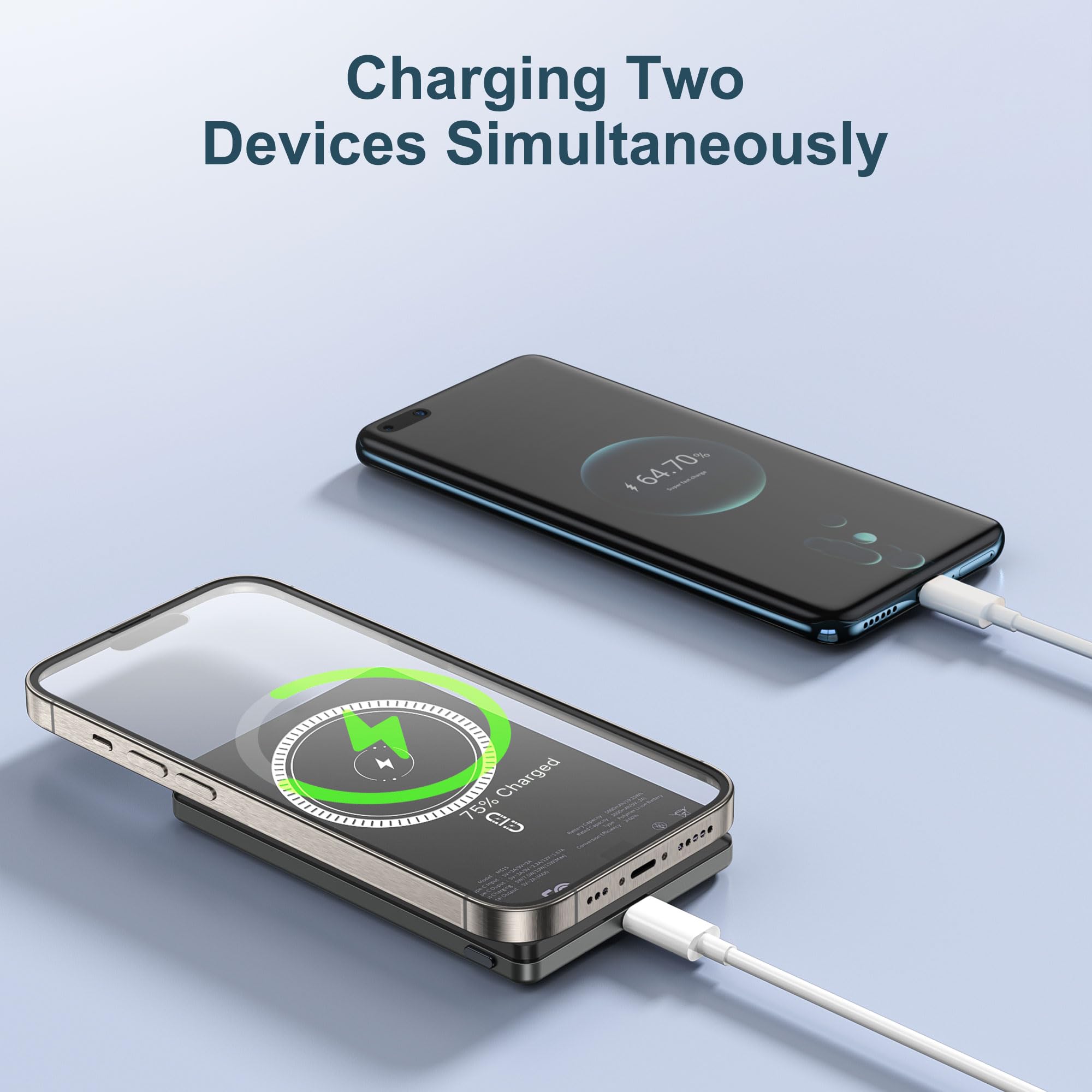 NOHON Mag-Safe Charger Battery Pack, 5000mAh 0.8mm Ultra Slim Compact Magnetic Power Bank, PD ...