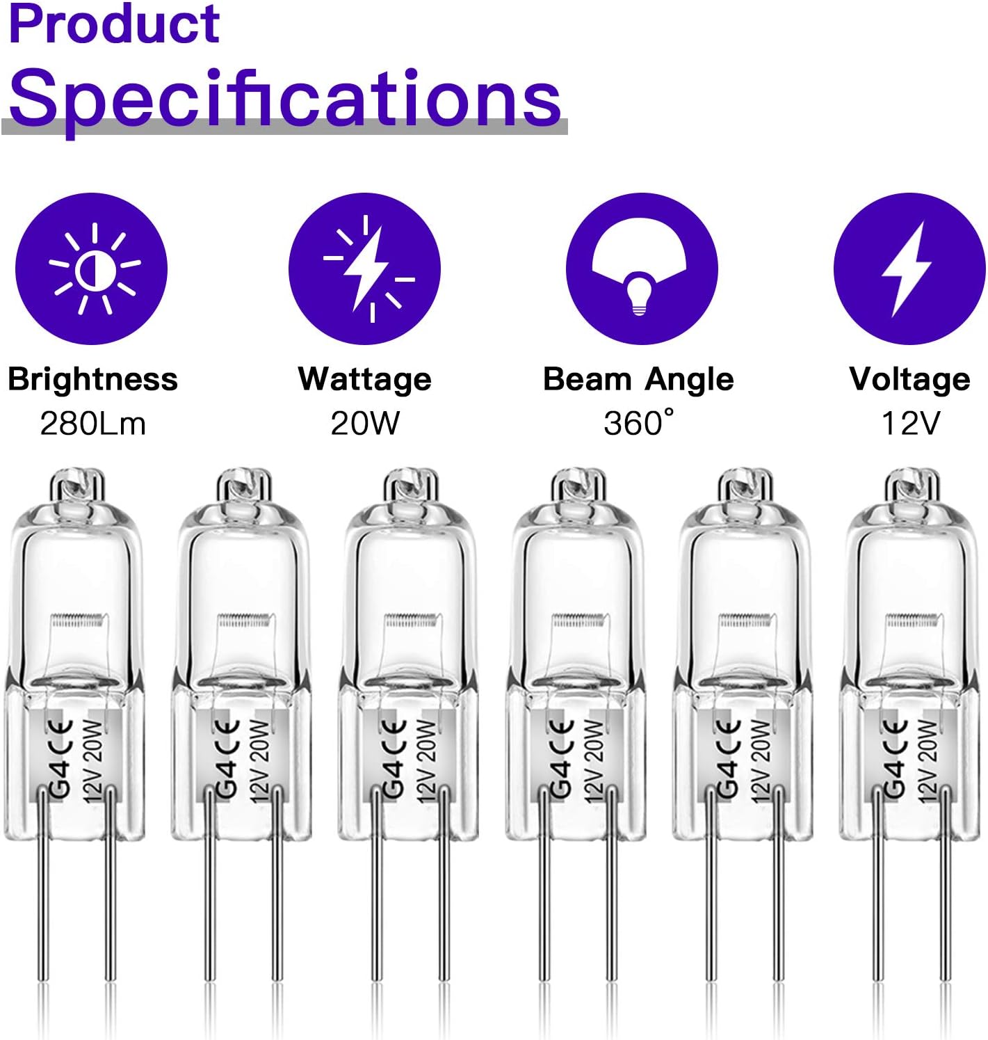 Jaenmsa 12 Pack G4 Halogen Light Bulb 20W 12V 2800K 2 Pin Clear Capsule Lamps for Range Hood ...