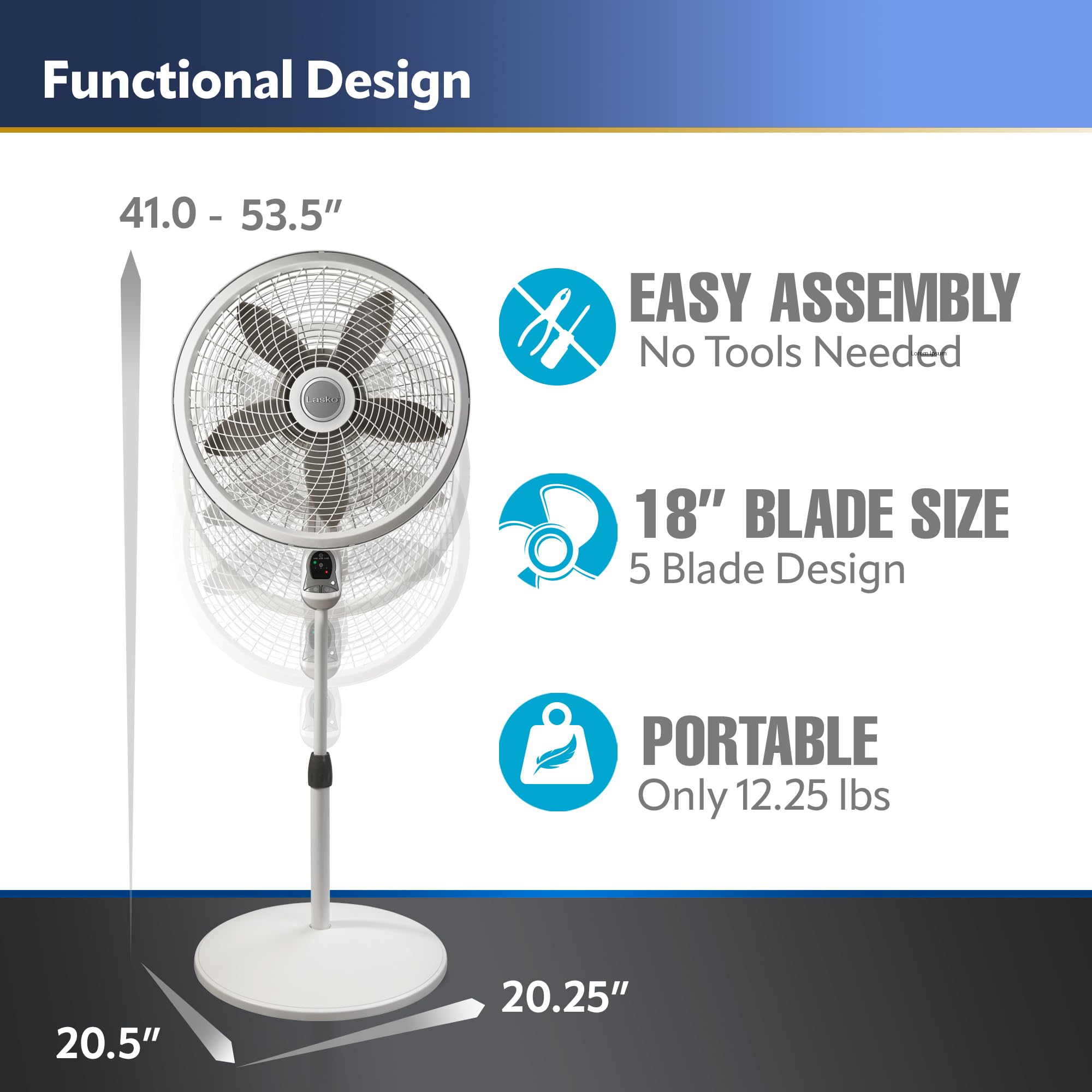 Lasko Cyclone Pedestal Fan Lasko 18-Inch Cyclone Pedestal Fan With ...