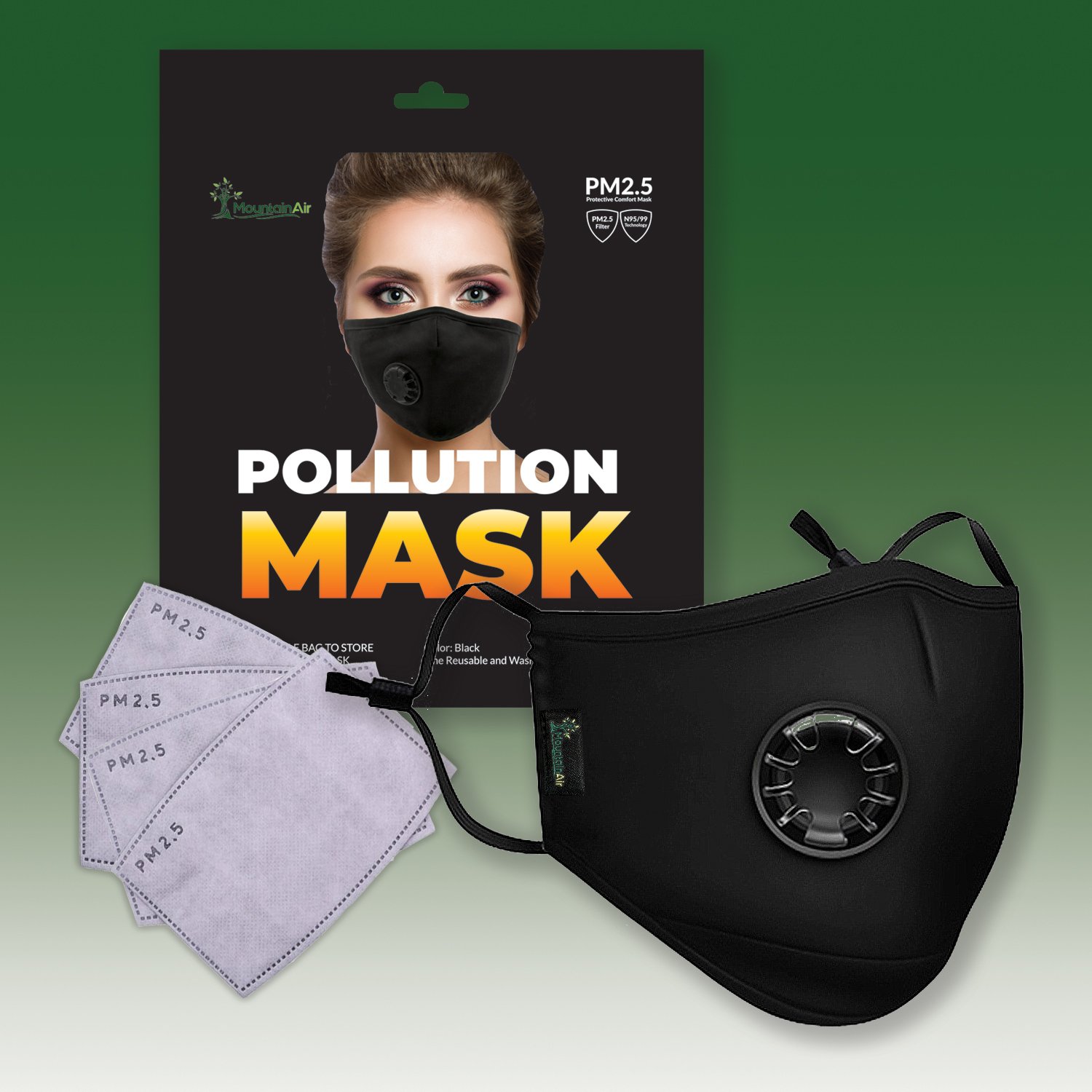 Air Pollution Cotton Face Mask - 4 Carbon Filters and Respirator Valve ...