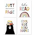 Amazon.com: HRQKO Cool Kids Read Books Wall Art Poster Set of 4, Boho ...