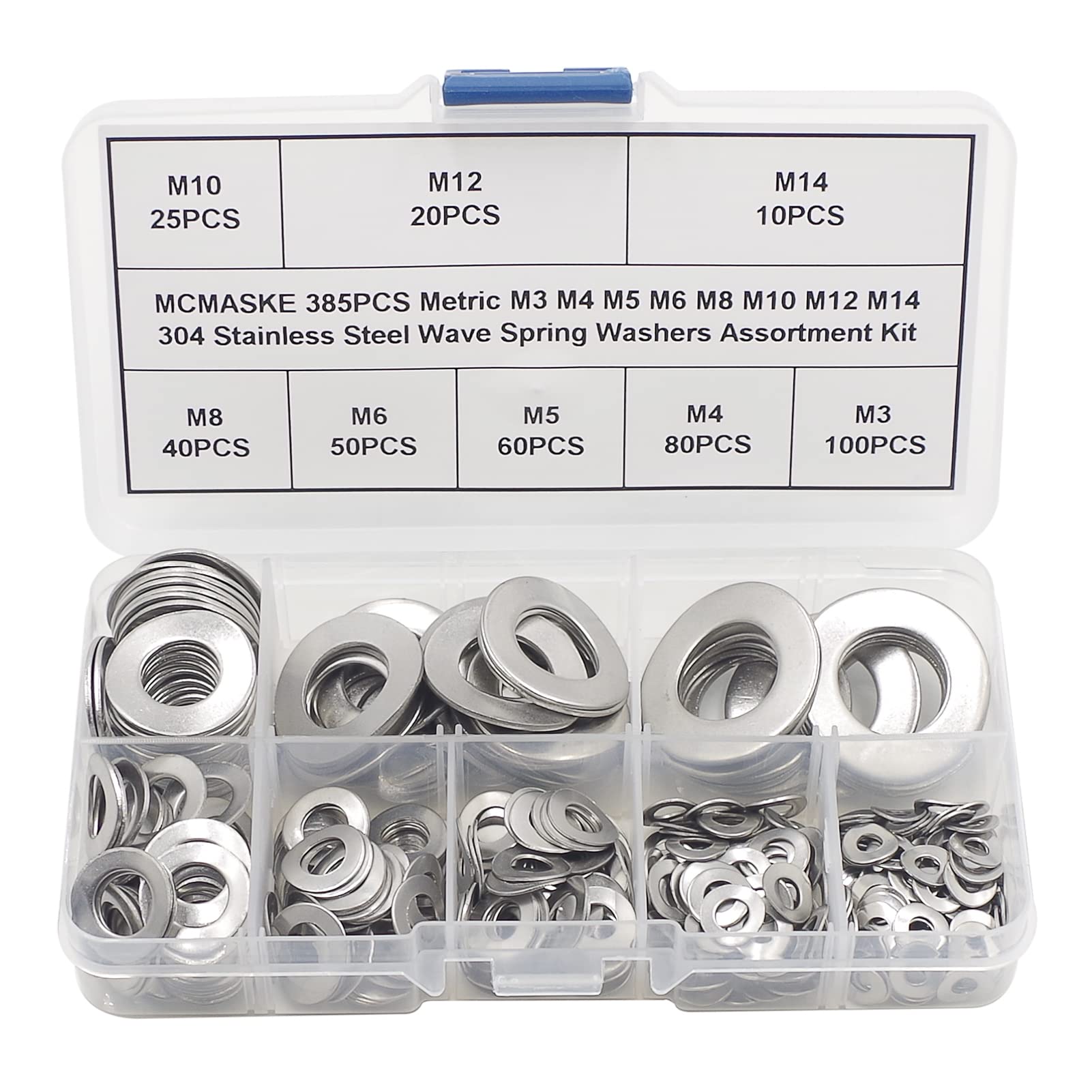 Mua 385PCS Metric M3 M4 M5 M6 M8 M10 M12 M14 304 Stainless Steel Wave Spring Washers Assortment ...
