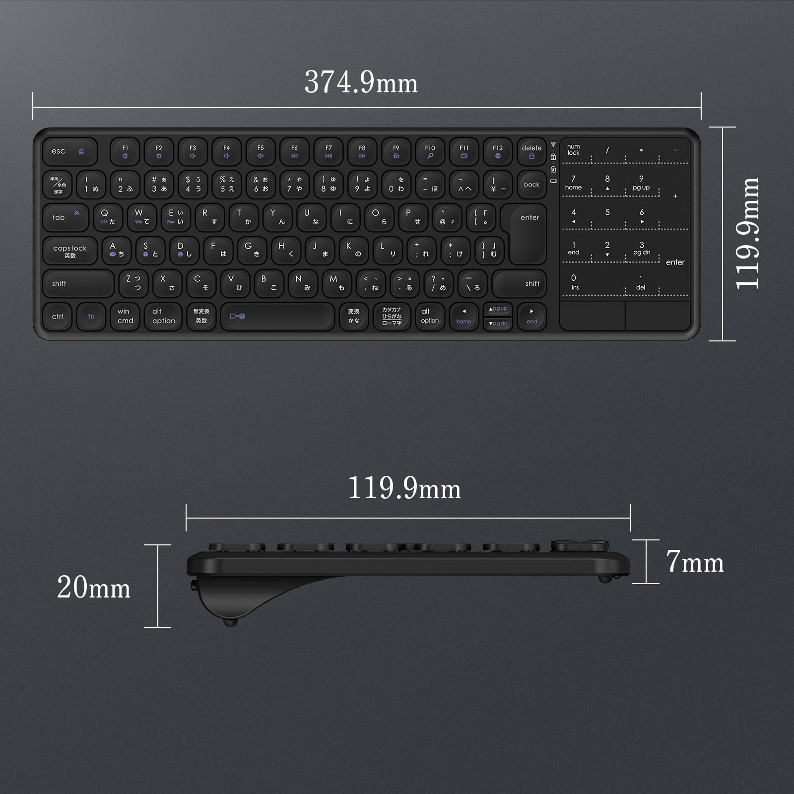 Mua Ewin Dual Mode Wireless Keyboard, Numeric Keypad, JIS Japanese Layout, 2.4 GHz Connection ...