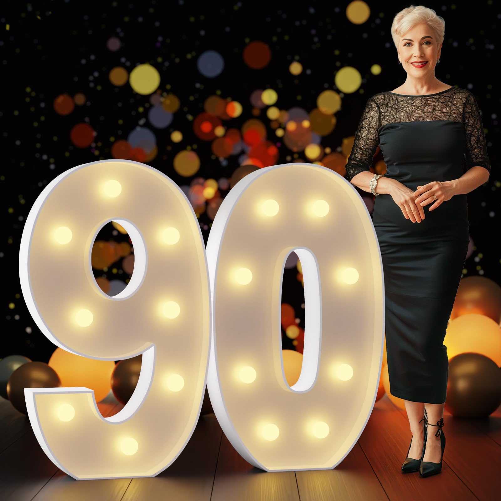 Imprsv Marquee Numbers 3 Feet Tall: 90th Birthday Decorations Large ...