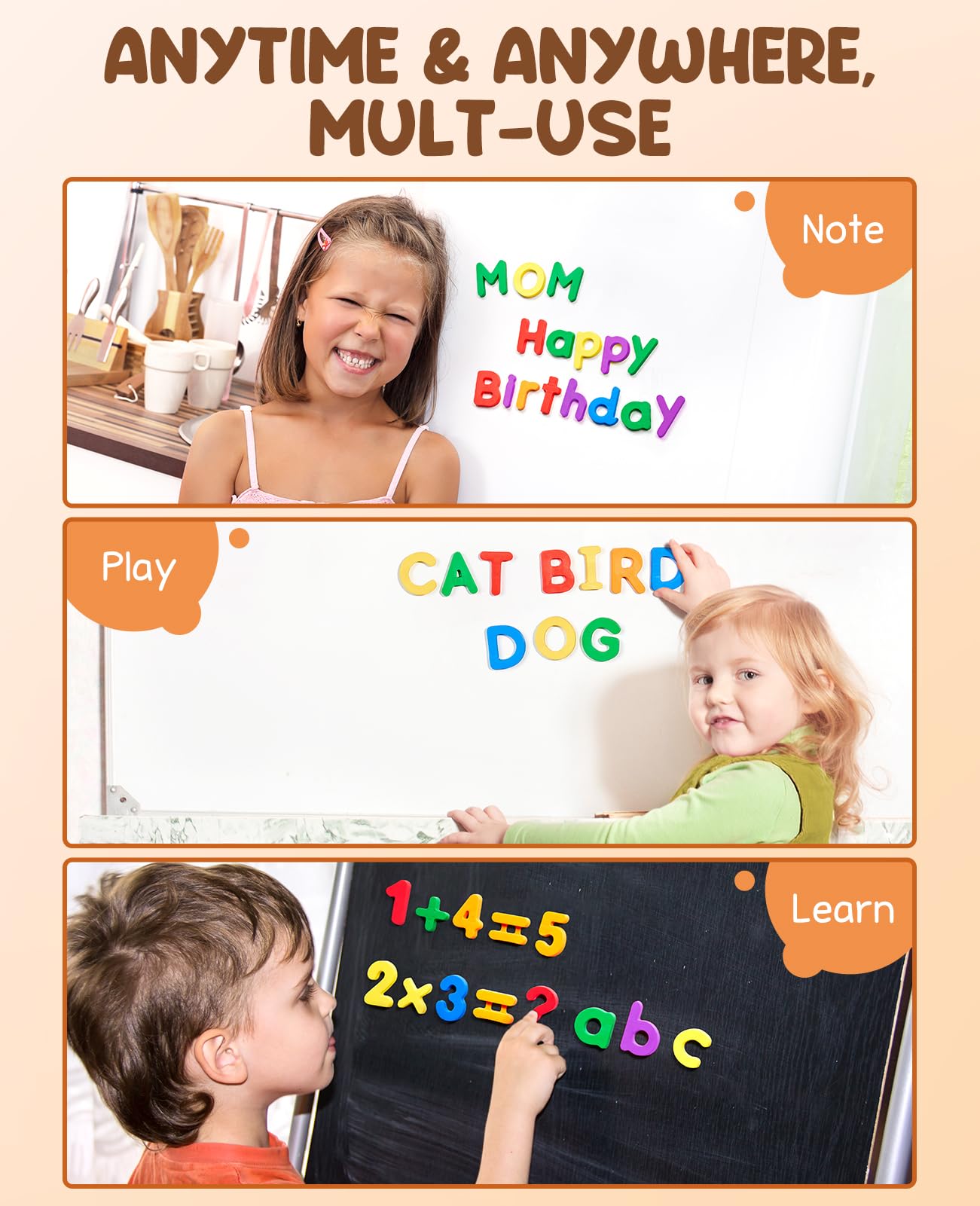 JoyCat 104 Pieces Magnetic Letters Numbers Alphabet Fridge Magnets ABC ...