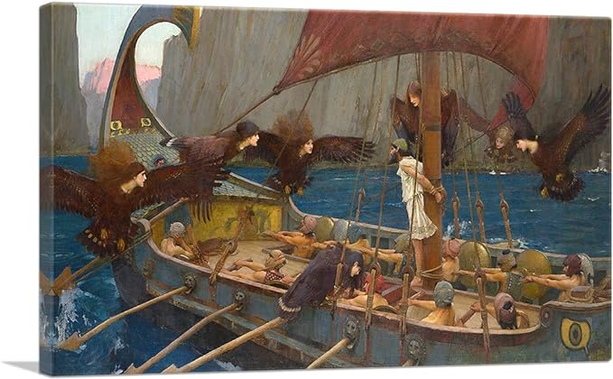 Amazon.com: ARTCANVAS Ulysses and The Sirens 1891 Canvas Art Print by John William Waterhouse ...