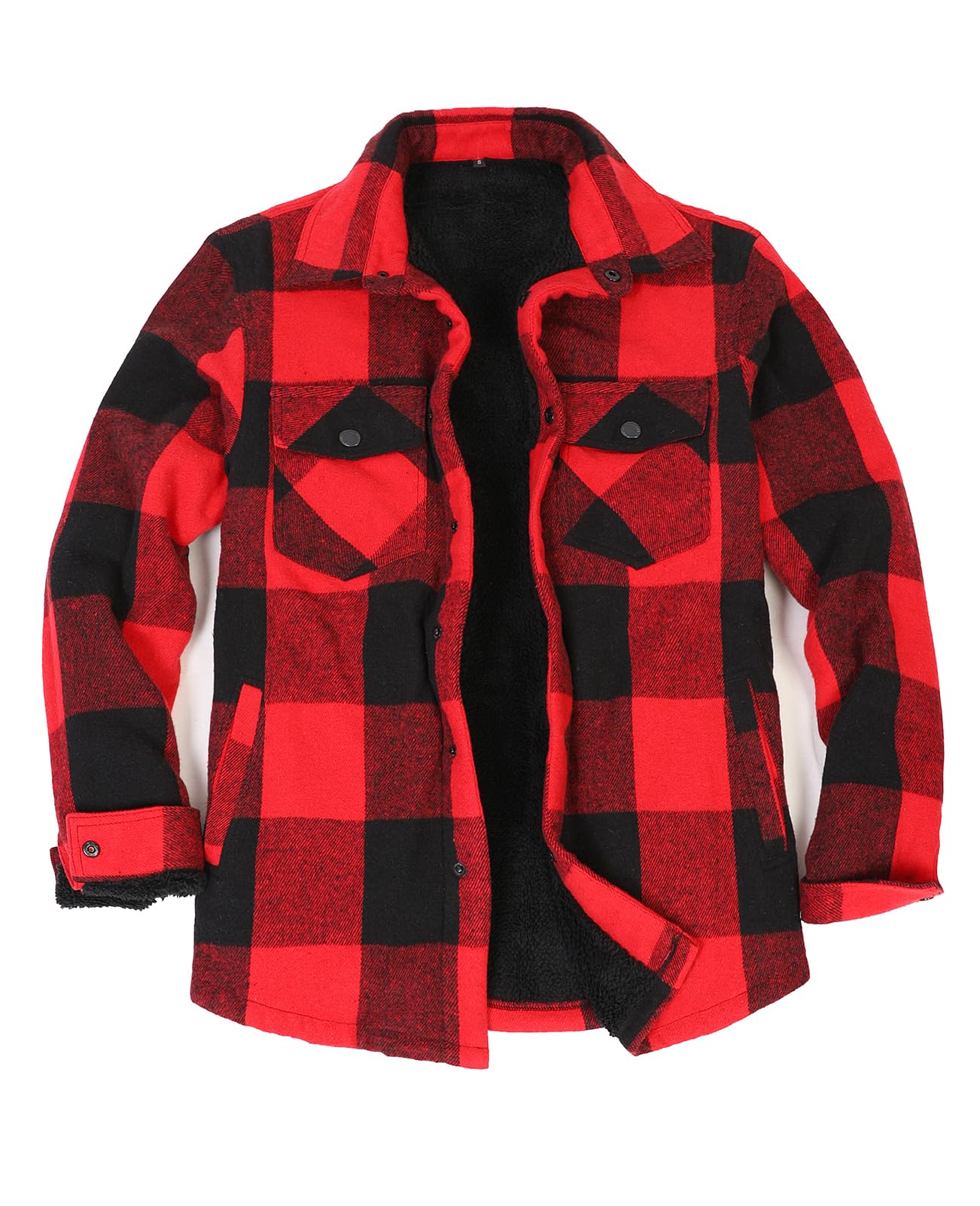 ZENTHACE Mens Flannel Jacket Sherpa Fleece Lined Flannel Shirt Jackets ...