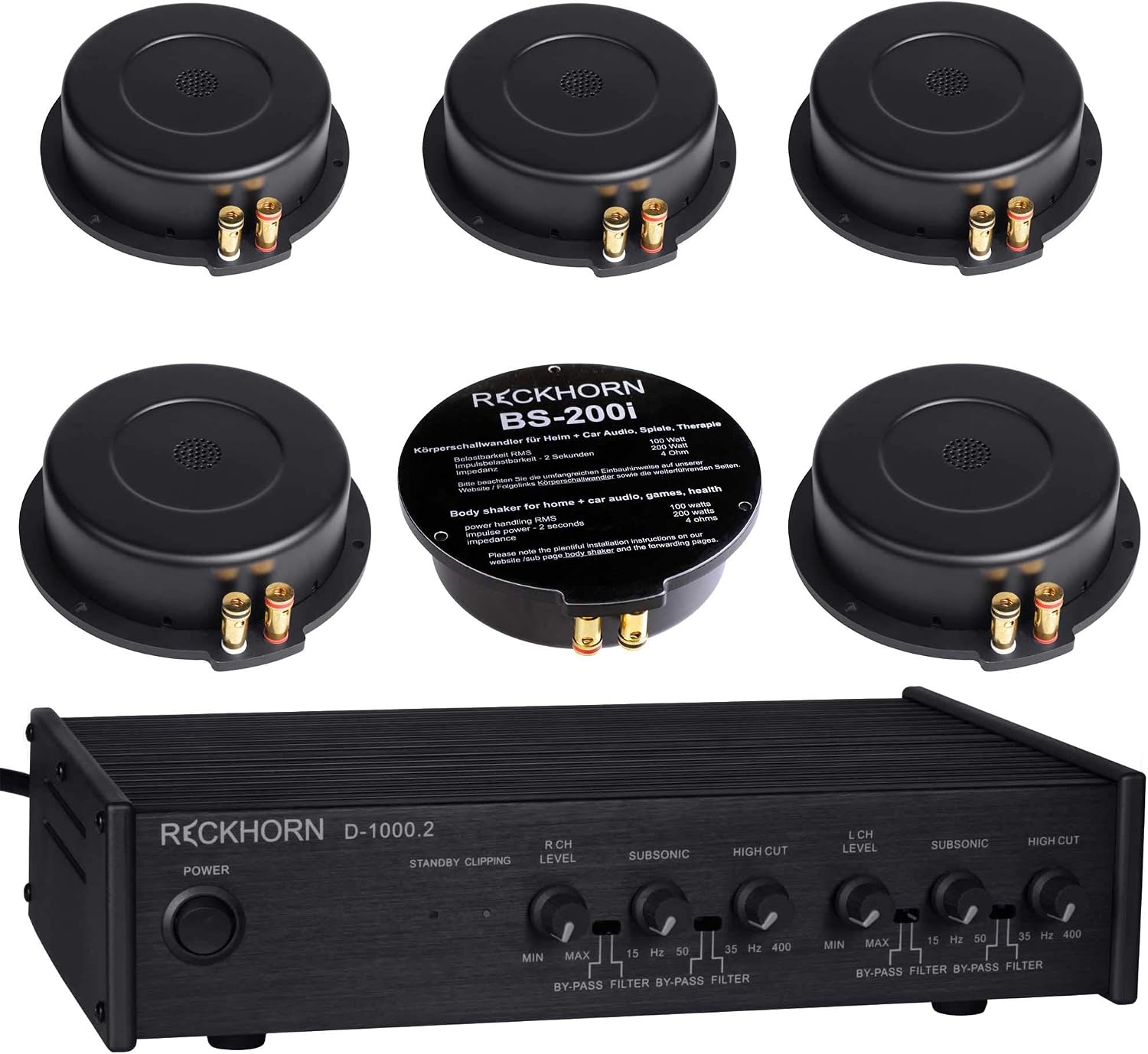 Reckhorn - Amplificador Digital estéreo o 2 subwoofers Mono (Regulables ...