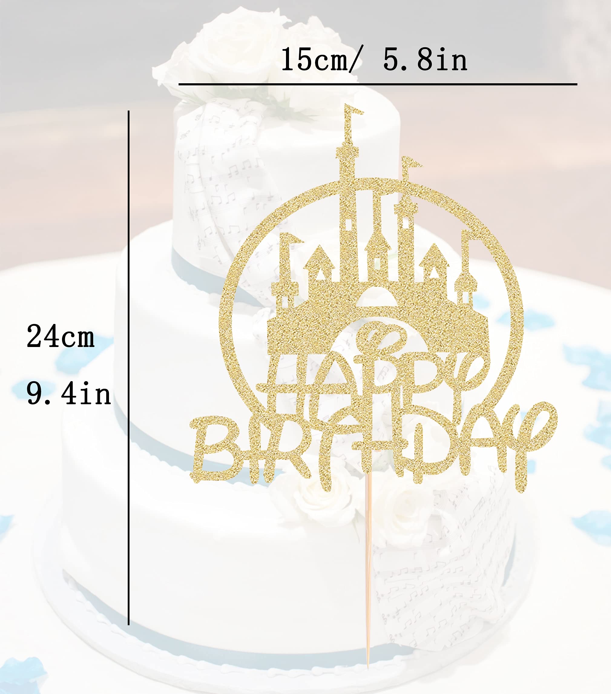 Mua Castle Birthday Cake Topper - Gold Glitter Castle Theme Birthday ...