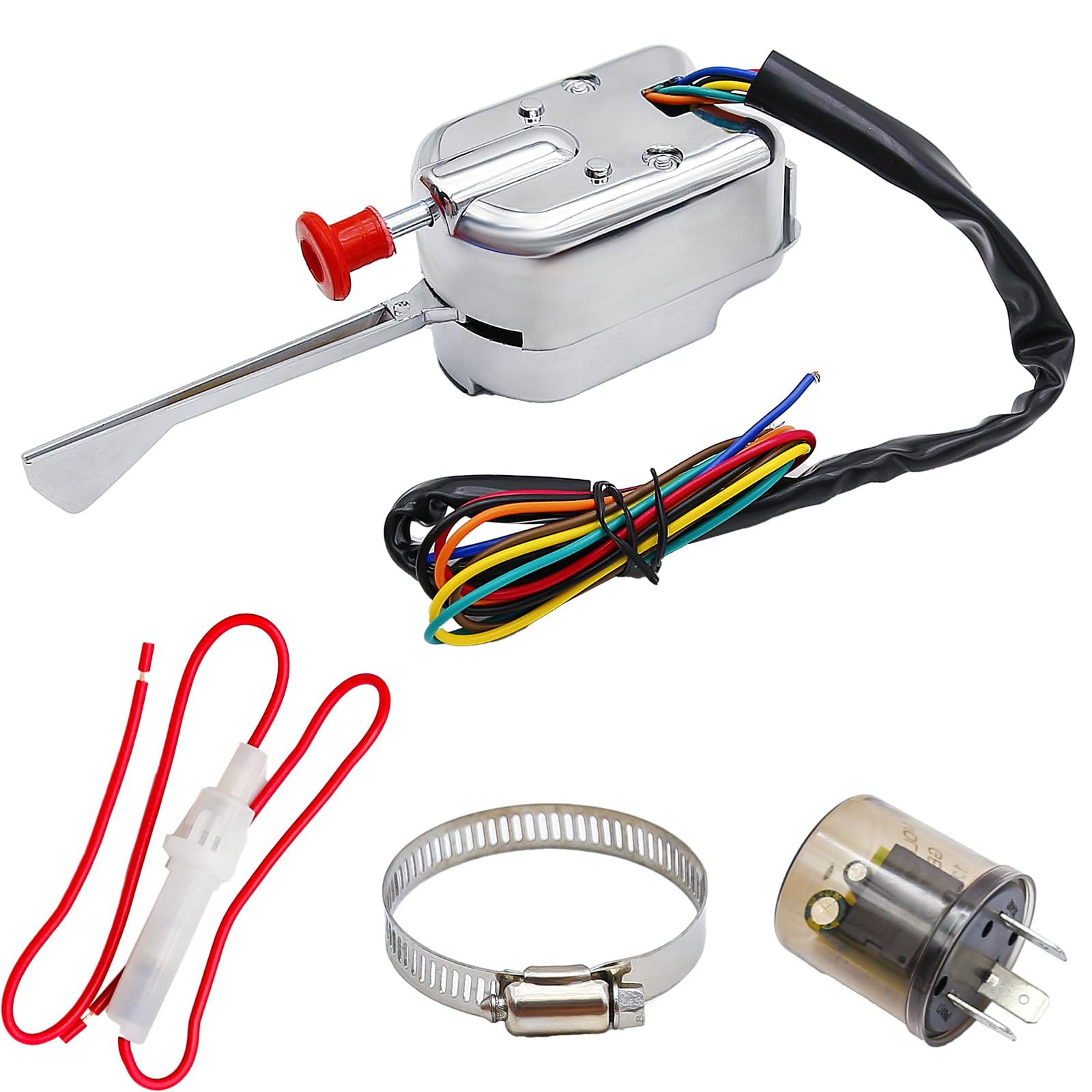 Saihisday Universal Turn Signal Switch with Flasher, 12V Chrome Street ...