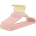 Amazon.com: MIZGI Blush Pink Velvet Hangers 60 Pack,Premium Gold ...