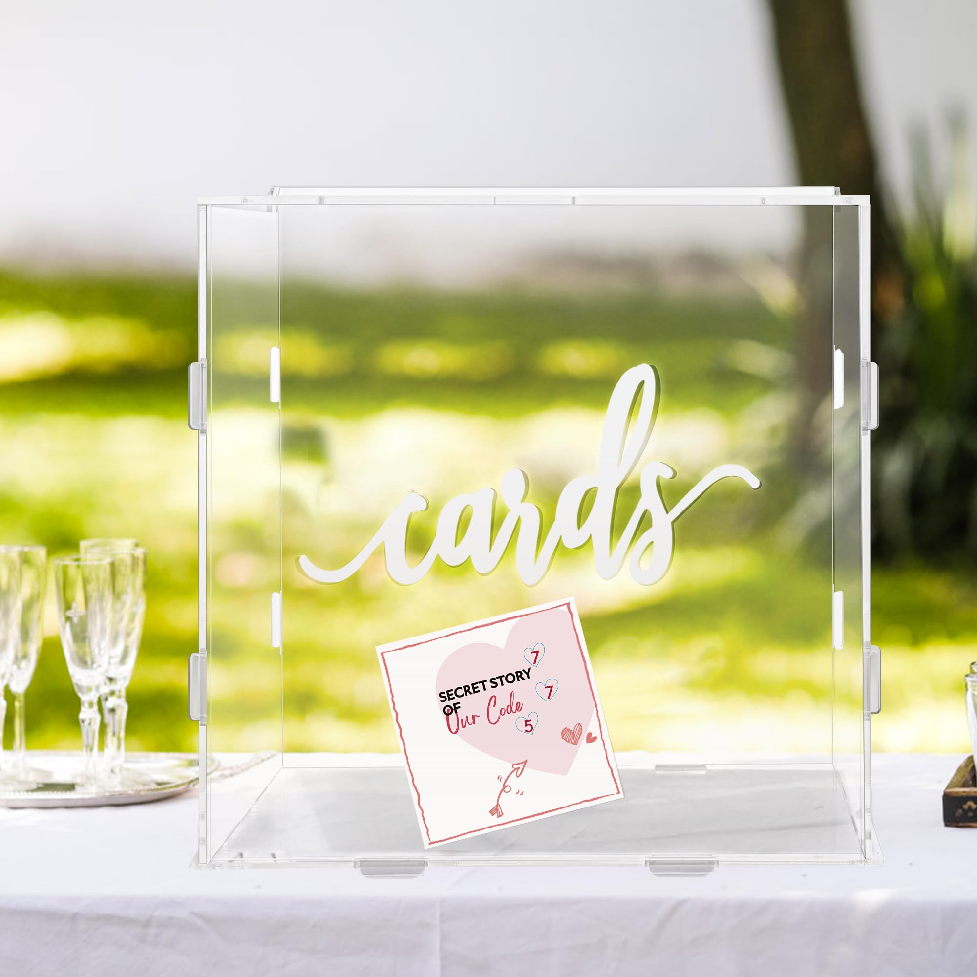 GENMOUS 10.5" Acrylic Wedding Card Box with Lid, Large Gift Card Box ...