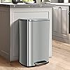 BIQWBIC 50 Liter / 13 Gallon Kitchen Trash Can, Stainless Steel with Lid, Foot Pedal and Inner ...