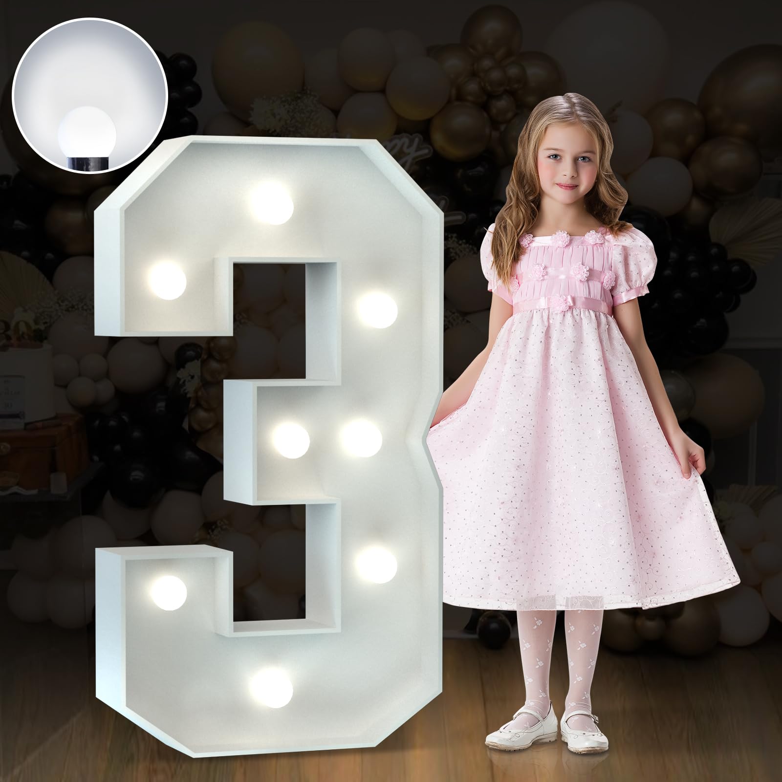 Marquee Numbers 3 Feet Tall Big Light Up Numbers 3rd 13th 30th Happy ...