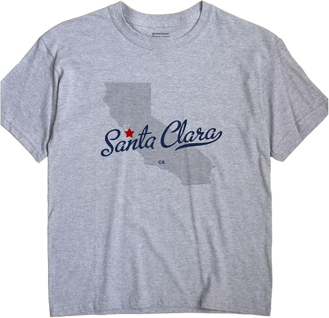 Amazon.com: GreatCitees Santa Clara California T-Shirt MAP: Clothing