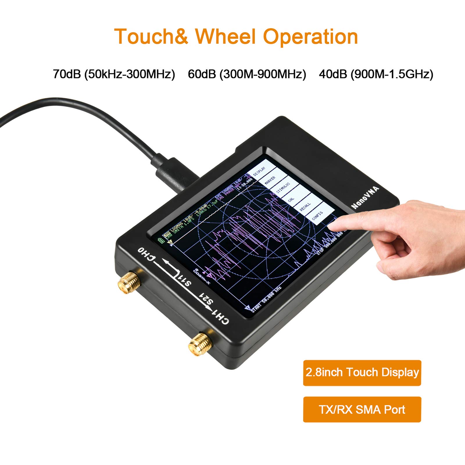Mua NanoVNA-H Vector Network Analyzer, Portable VNA Antenna Analyzer Kit with 10KHz-1.5GHz, 2.8 ...