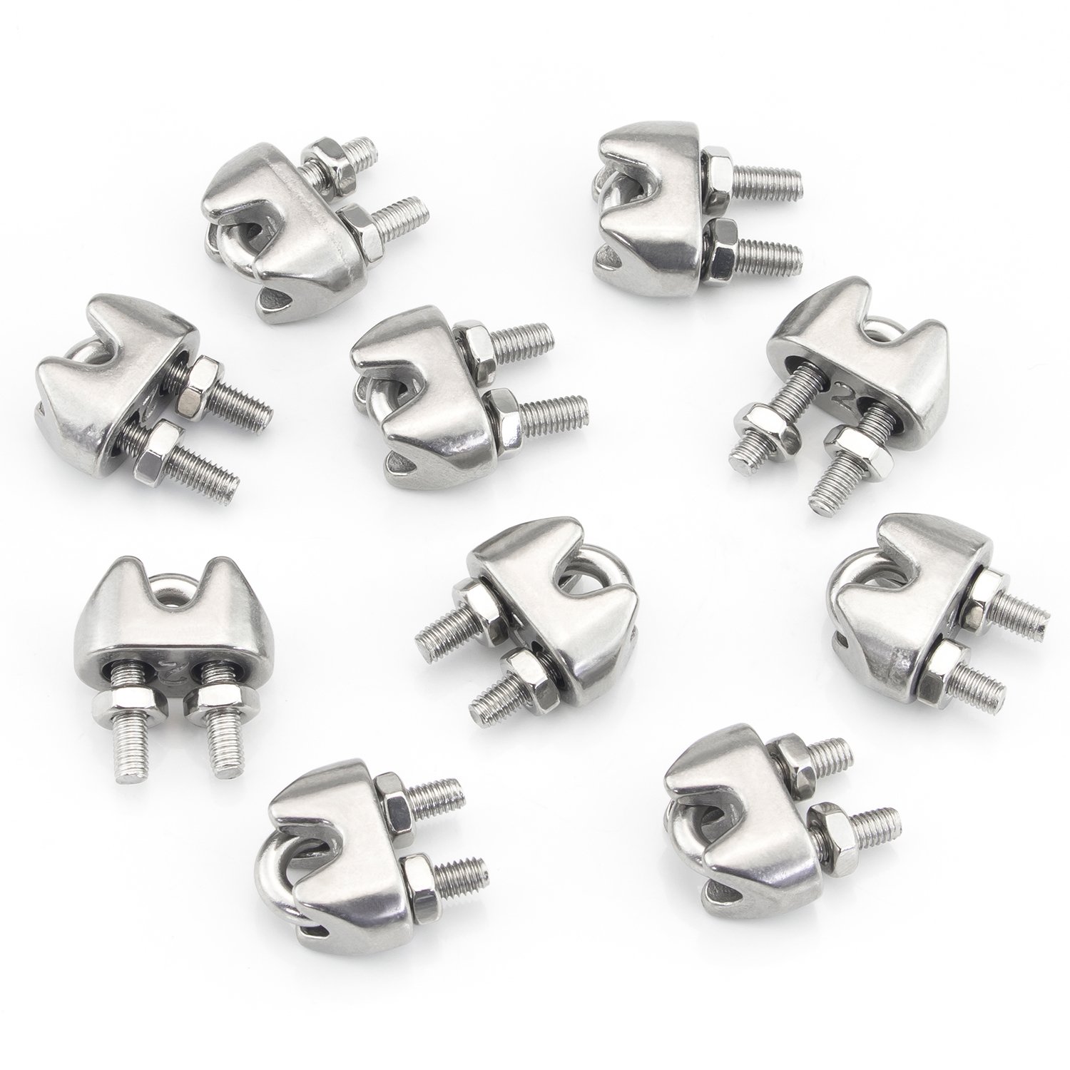 M2 304 Stainless Steel 1/16/2mm Wire Rope Cable Clip Clamp 10PCS ...