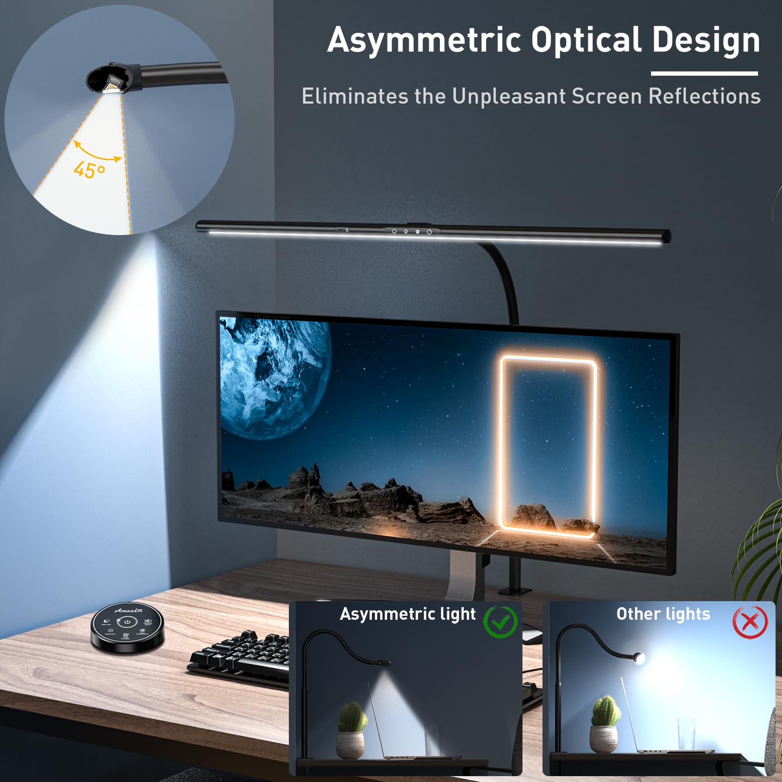 Mua Desk Lamp 31.5" W, Desk Lamp for Home Office, Gesture Sensing Desk ...