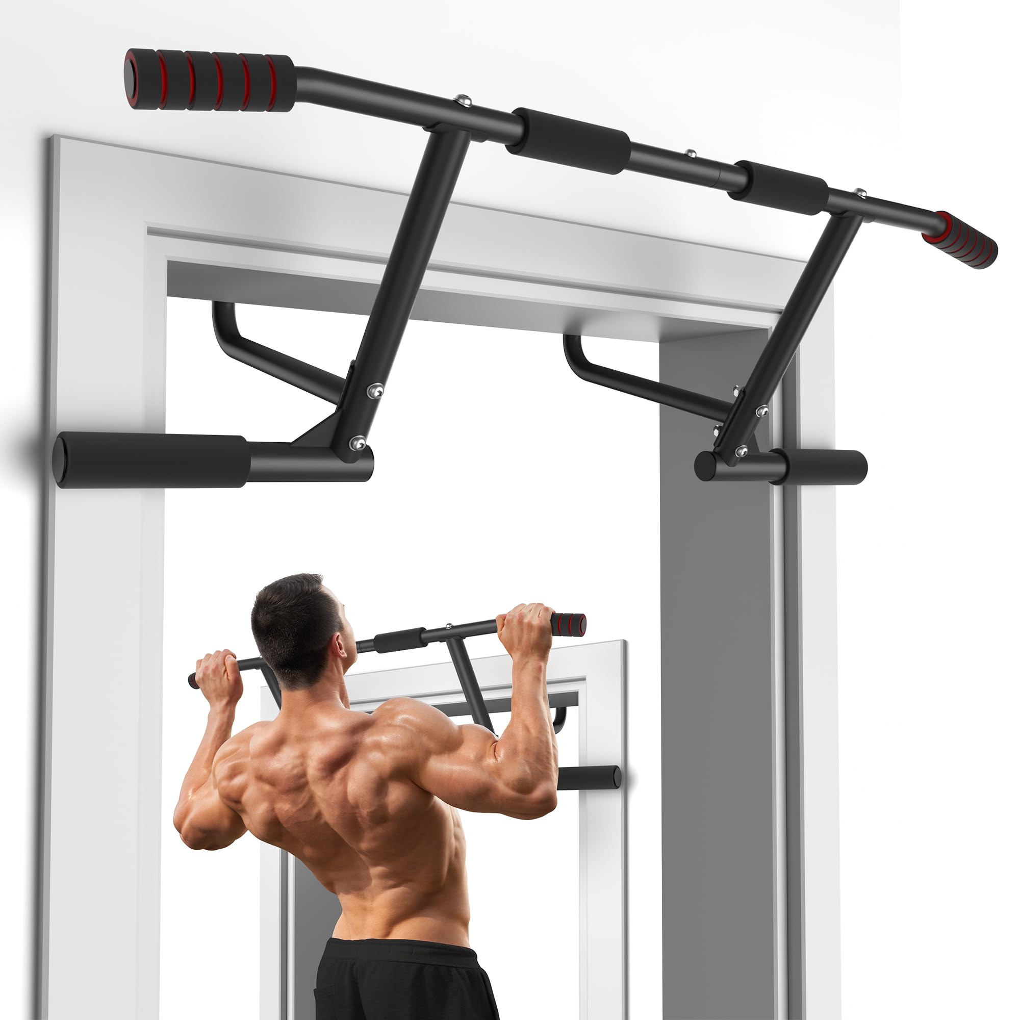 ONETWOFIT Pull Up Bar for Doorway, 440 lbs Heavy Duty Upper Body ...