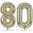 Amazon.com: 80th Birthday Balloons Champagne Gold for Women, 40 Inch ...