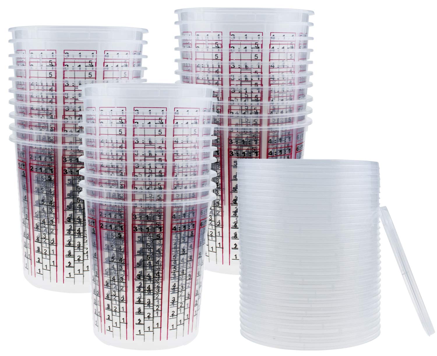 Yesland 30 Pack Paint Mix Cups with Lids, 32 Ounce Plastic Paint and ...