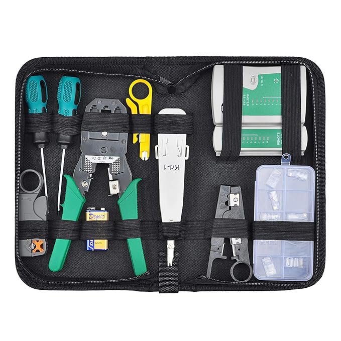 Network Cable Repair Tool Kit, COVVY 12 in 1 Cat5 Cat6 Cable Tester ...