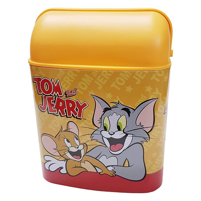 NORA Kids Dustbin Tom & Jerry Printed Trash Can for Kids Room (Yellow ...