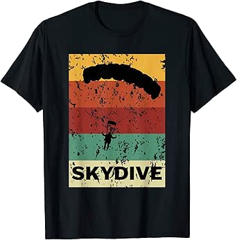 Amazon.com: Skydive tshirt in retro colors-tee for skydiving instructor ...