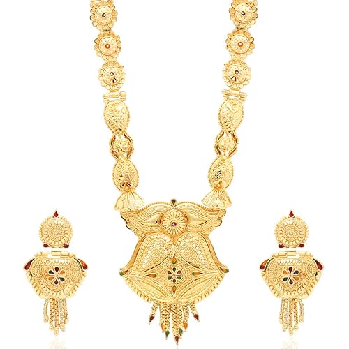 Buy Yellow Chimes One Gram Gold Meenakari Worked Designer Long Haram ...