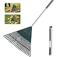 Amazon.com : Garden Leaf Rake, 60" Garden Rakes with Foldable ...