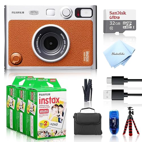 Fujifilm Instant Mini EVO Hybrid Camera (Brown) Bundle with 60 Instant ...