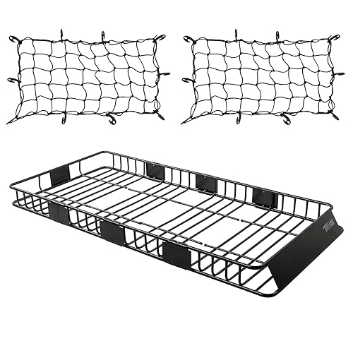 TUFFIOM 84"x 39"x 6" Universal Rooftop Cargo Carrier Basket, Steel Roof ...