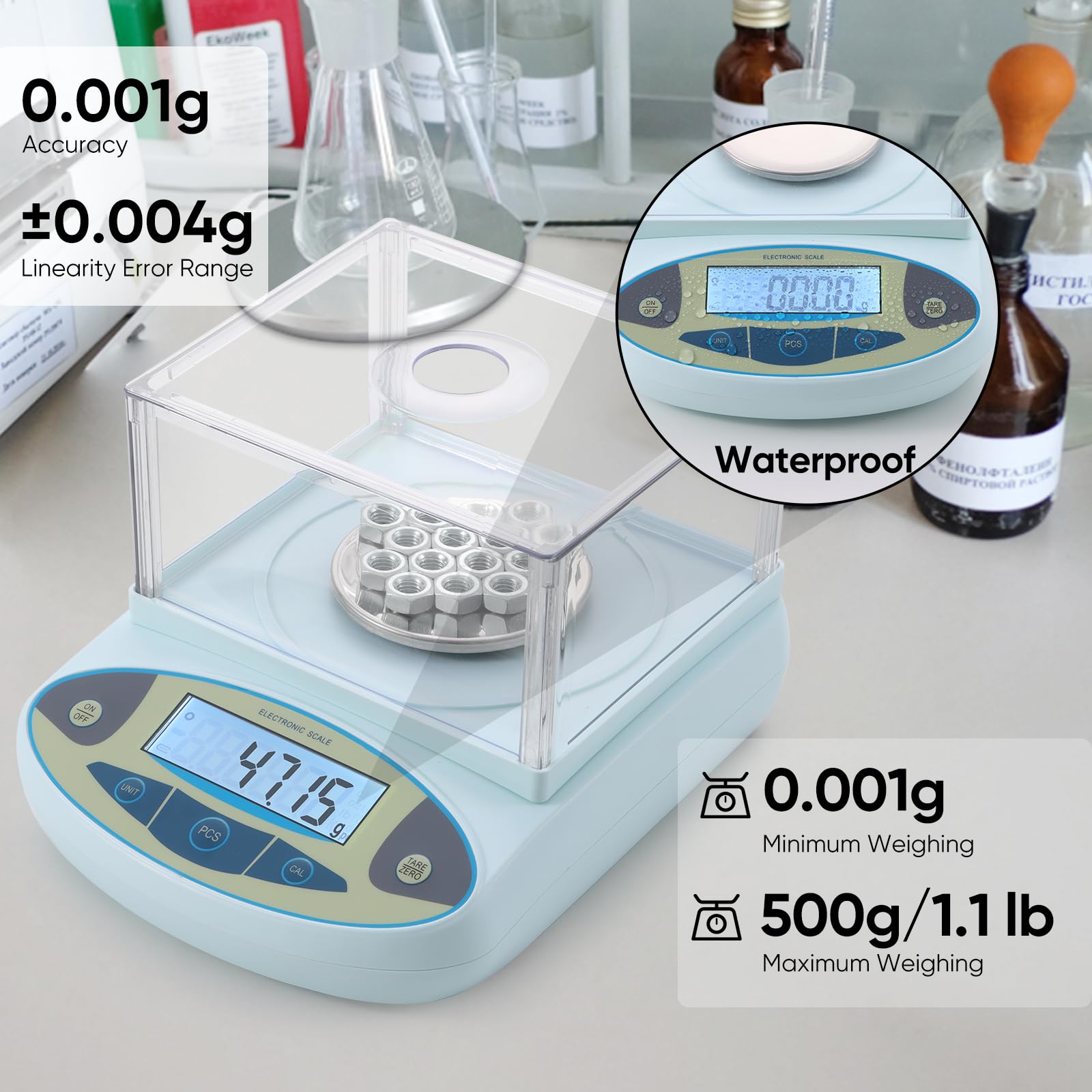 Lab Scale 500gx0.001g High Precision Lab Analytical Balance, Accurate ...