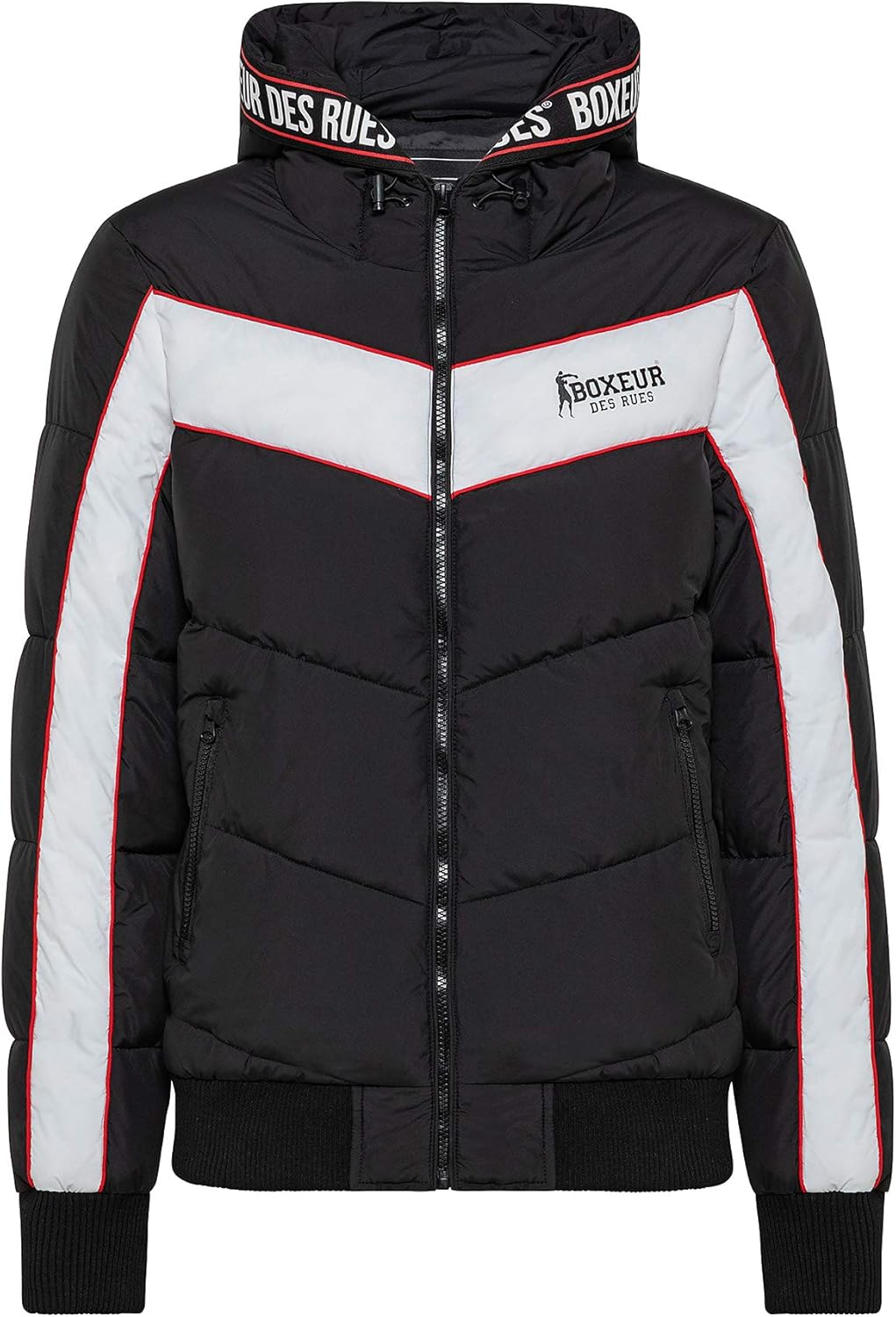 BOXEUR DES RUES - Hooded Down Jacket In Black with Colour-Contrasting ...