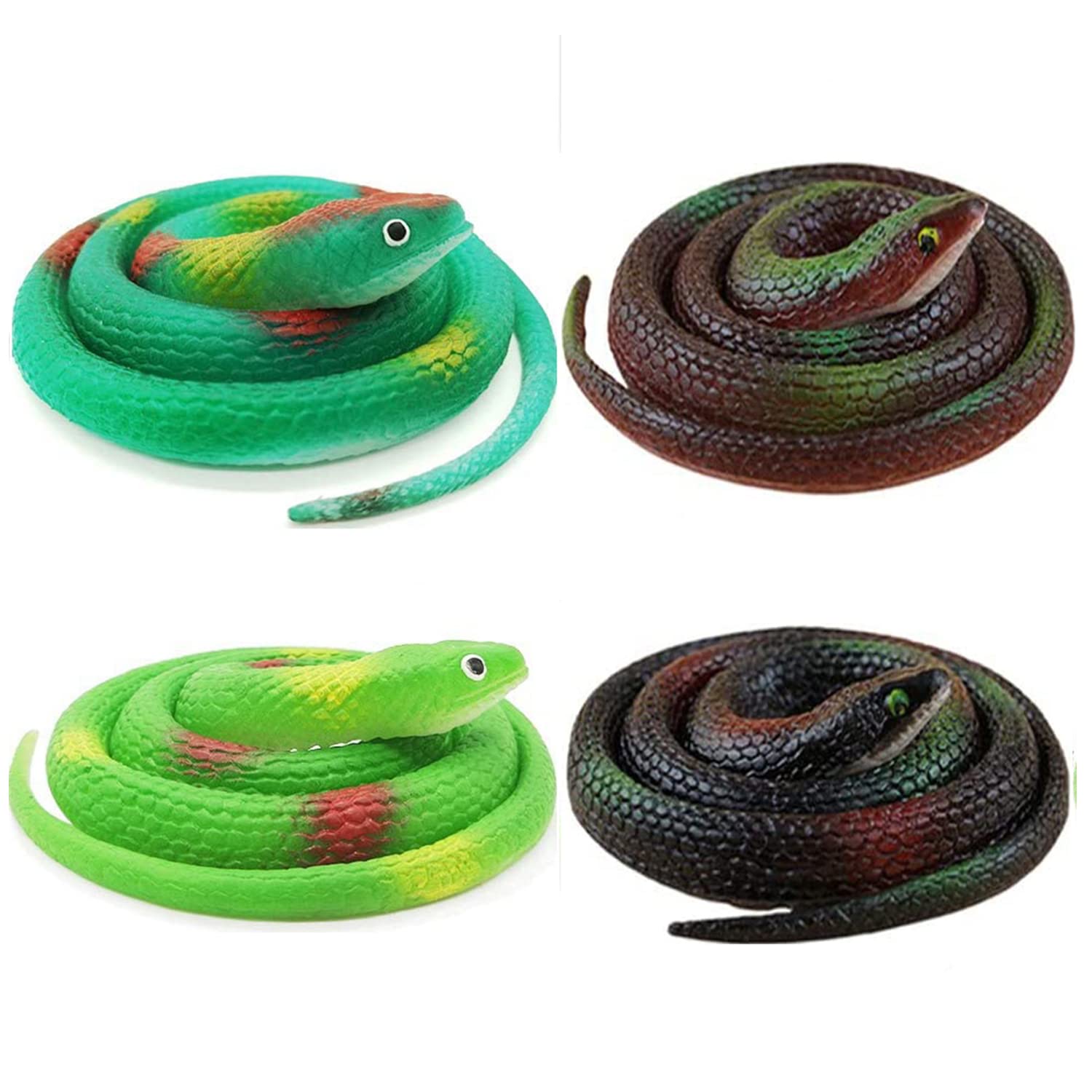 ZXZLDA 4 Pack Realistic Rubber Snake Set to Keep Birds Away-Plastic ...