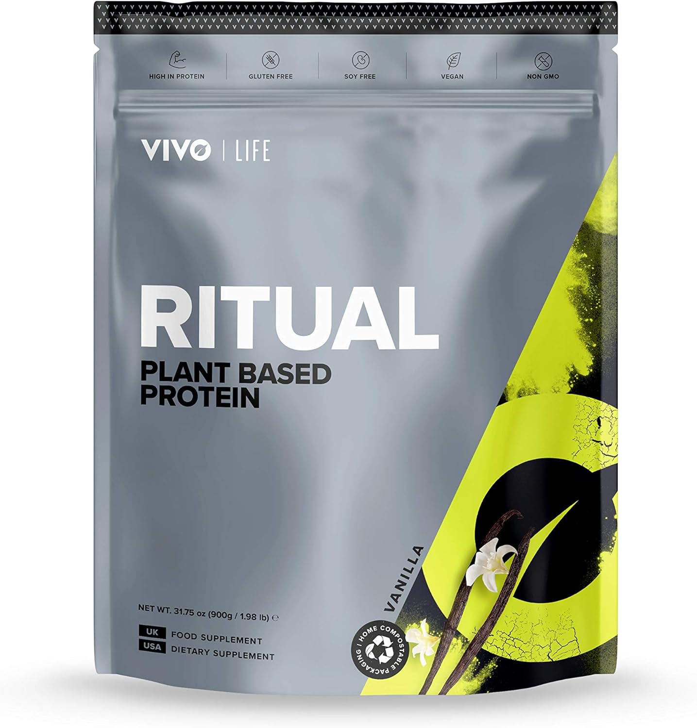 Vivo Life Ritual Vegan Protein Powder, Vanilla Flavour, 30 Servings ...