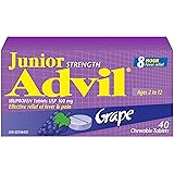 Junior Strength Advil (40 Count, Blue Raspberry Flavour) Ibuprofen ...
