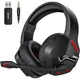 Amazon.com: BINNUNE Wireless Gaming Headset with Flip Microphone for PC ...