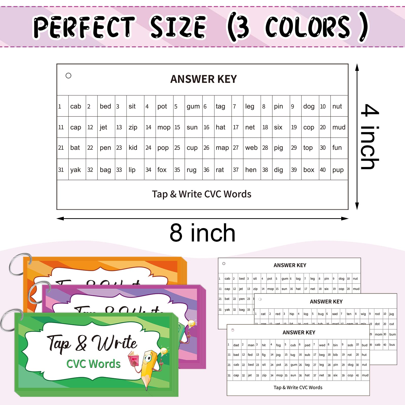 Mua 126 Cards Tap and Write CVC Words Flash Cards Laminated Tracing ...