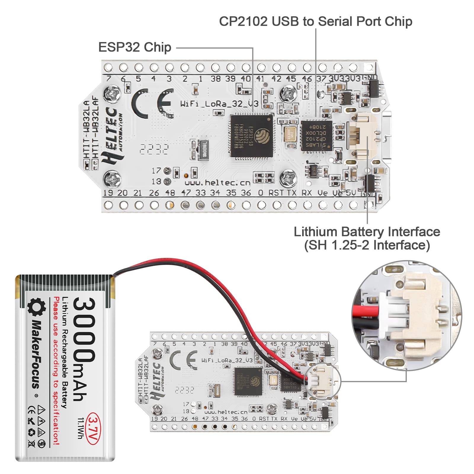 Mua MakerFocus ESP32 LoRa V3 Development Board with 915 MHz Antenna Integrated WiFi Bluetooth ...