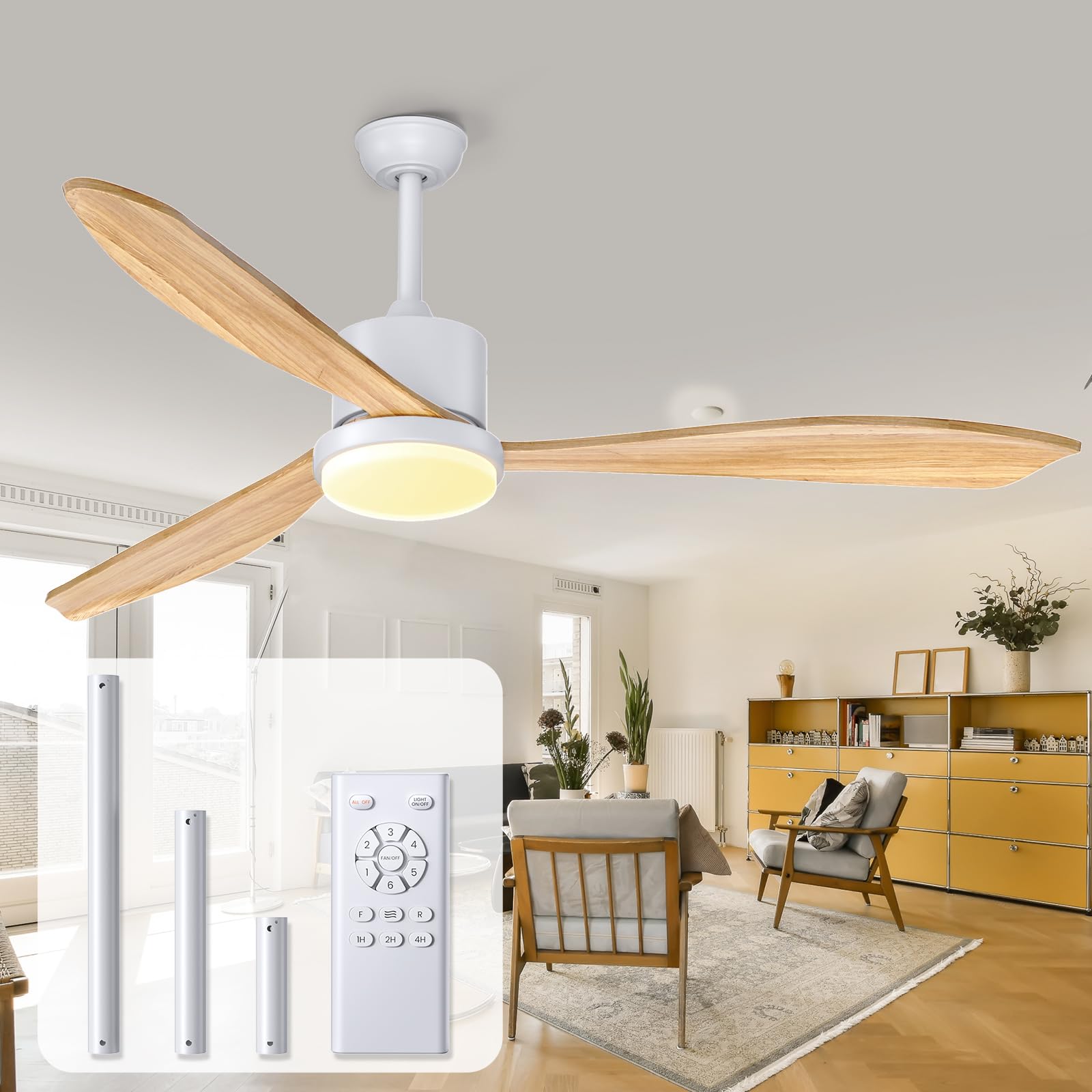 Wood Ceiling Fans with Lights: 52 Inch Outdoor Ceiling Fan with and ...