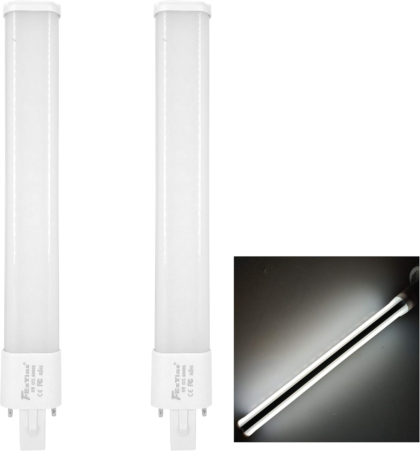 FExYinz Pack of 2 G23 LED Bulb Double-Sided Lighting 8 Watt Cold White ...