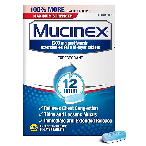 Mucinex Maximum Strength 12 Hour Chest Congestion Expectorant Relief ...