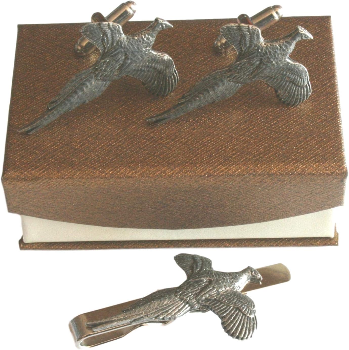 Pheasant Cufflinks and Tie Clip Slide Shooting Gift Set – BigaMart